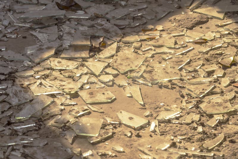 Broken Transparent Glass on the Floor in the Room Stock Photo - Image ...