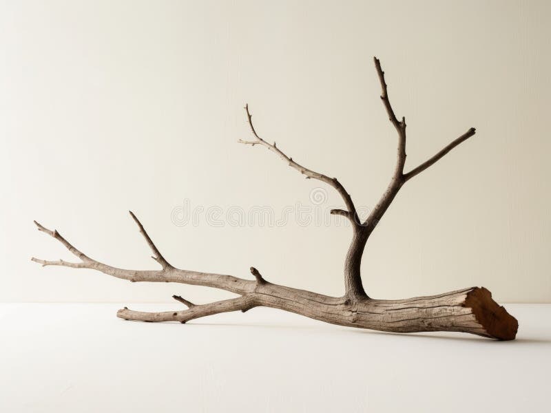 Broken Tree Branch with Bark and Wood Texture. Stock Image - Image of ...
