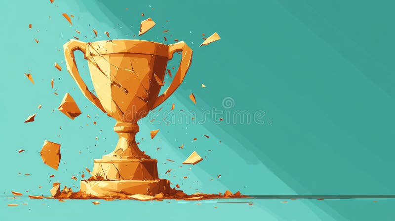 Broken Trophy Crumbling, Depicting Loss and Failure in Competition ...