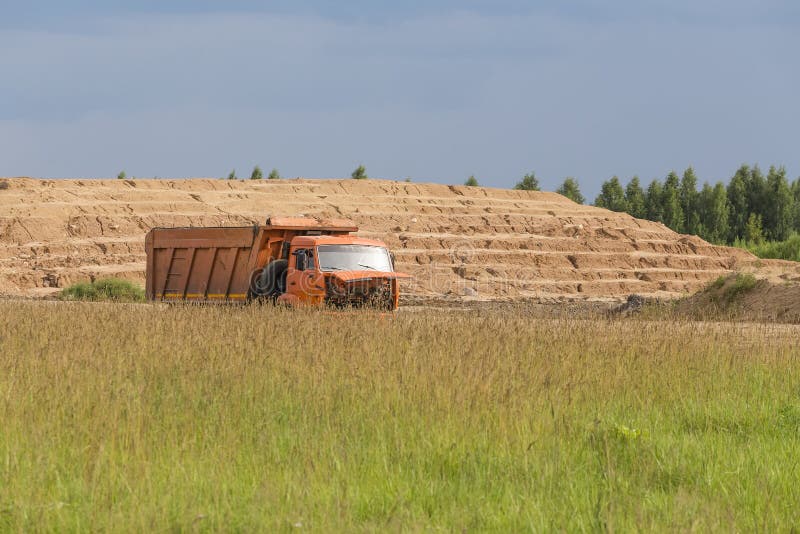 A Broken Truck at a Construction Site Stock Photo - Image of field ...