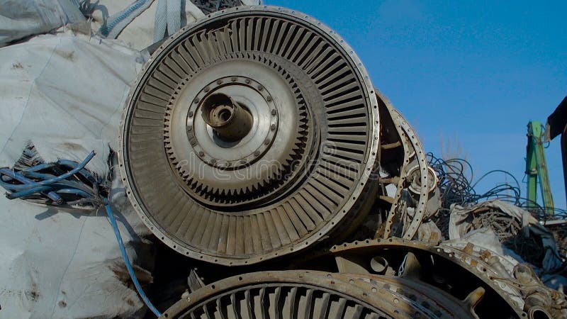 Broken Turbine among Scrap Metal Stock Video - Video of energy ...
