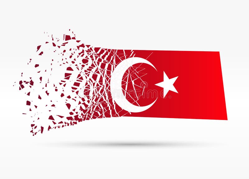 Broken Turkey Flag Post Design, Vector Illustration, Pray for Turkey ...