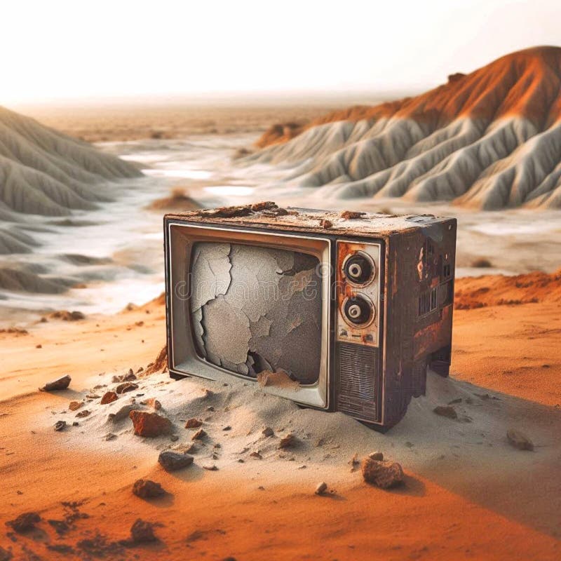 Broken TV Stranded at Desert Consumerism Disposal Problem Stock Illustration - Illustration of ...