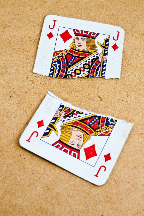 Broken into Two Playing Card Deck of Old Stock Photo - Image of risk ...