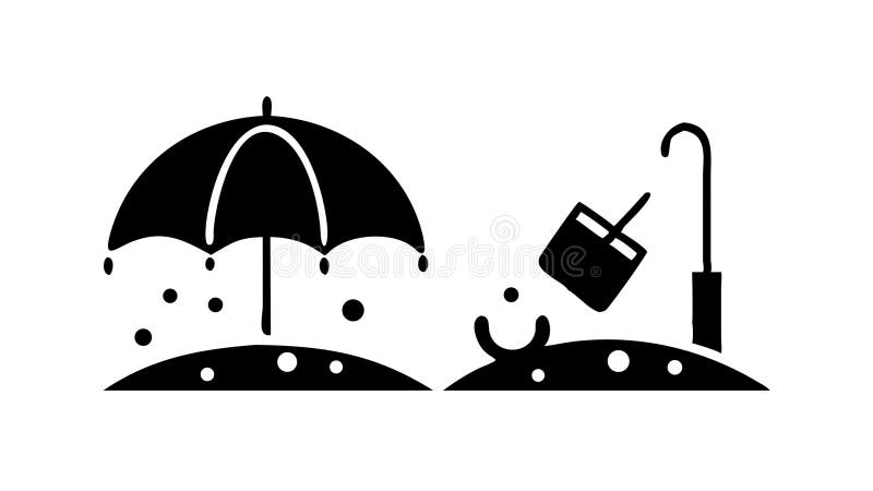 Broken Umbrella Icon Representing Failure or Bad Luck, Vector Design ...