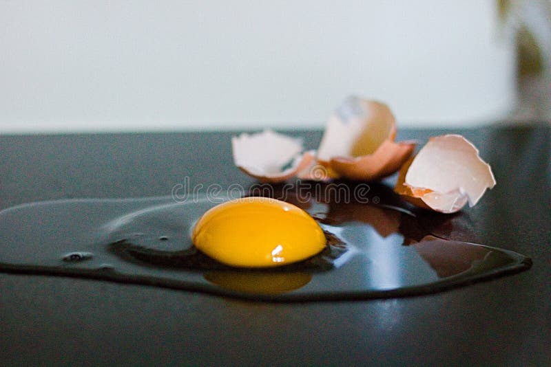 Broken Egg and Shell Up Close View Side View Stock Photo - Image of ...