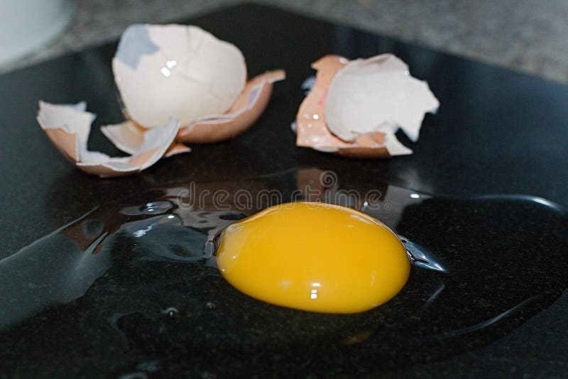 Broken Egg and Shell Up Close View Zoom Stock Photo - Image of black ...