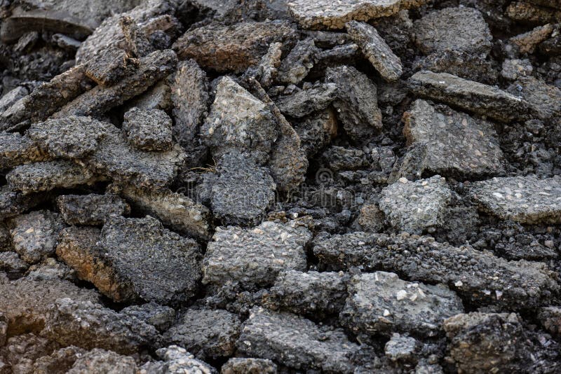 Broken Up Old Asphalt in a Pile Stock Image - Image of dirty, pile ...