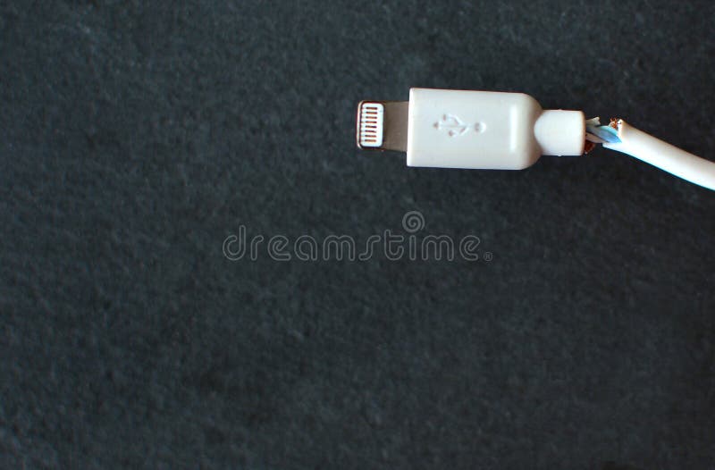 Broken usb cable close-up stock photo. Image of hand - 113753068