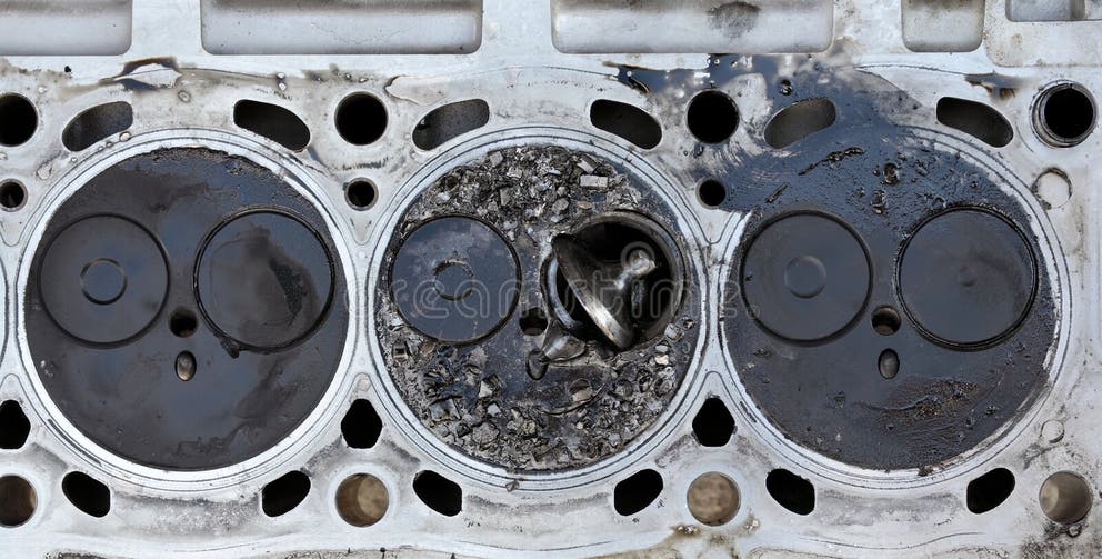 Broken valve in car engine stock photo. Image of objects - 102029180