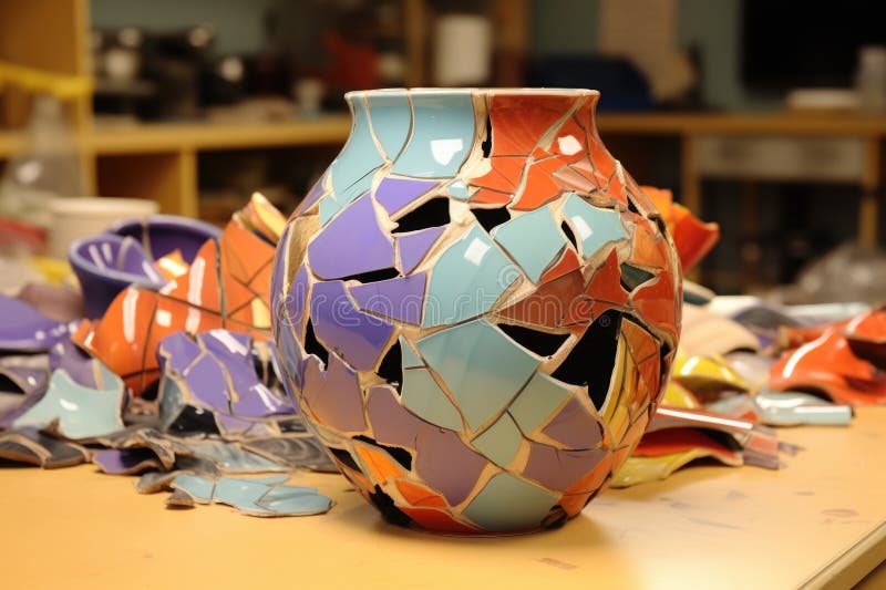 A Broken Vase Pieced Together Stock Image - Image of restoration, craft ...