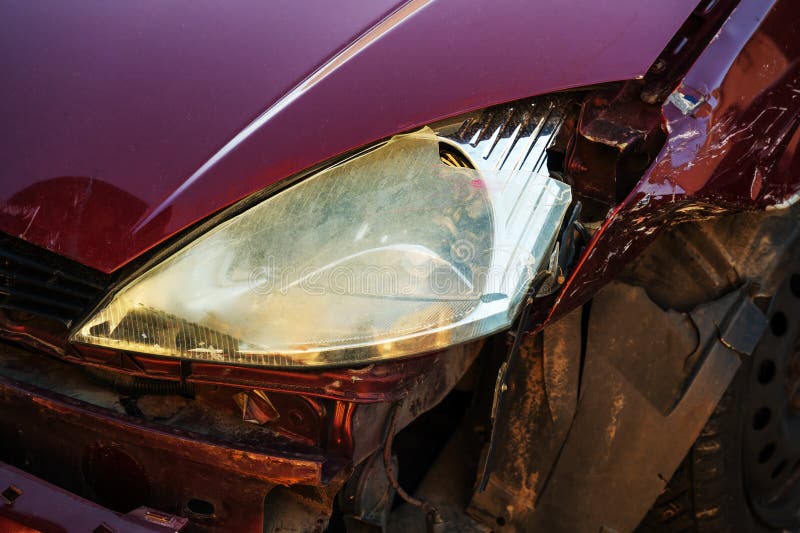Broken Vehicle Headlight after Traffic Accident Stock Photo - Image of ...