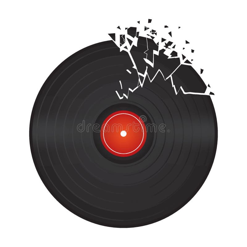 Broken Vinyl Disc Icon, Flat Style Stock Vector - Illustration of flat ...