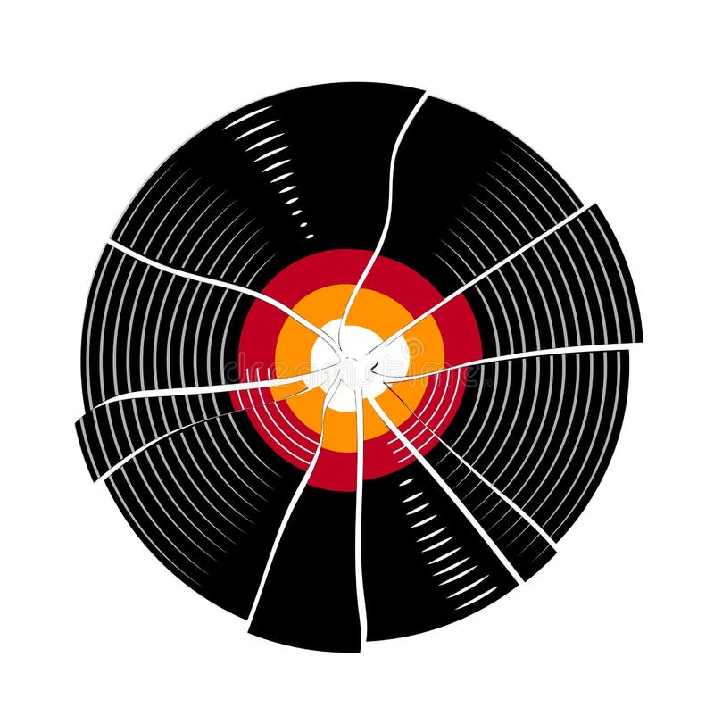 Broken Vinyl Record With Music Label Stock Vector - Illustration of ...