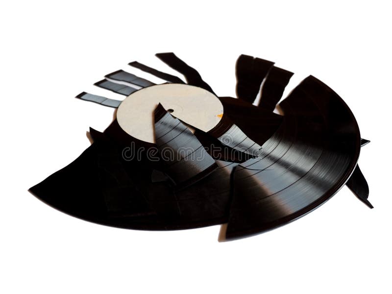 Broken vinyl record stock photo. Image of vintage, white - 174608768