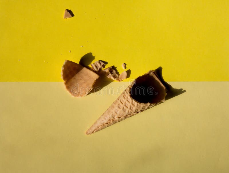 Broken waffle cone stock photo. Image of waffle, place - 182931482