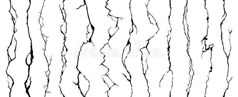 Broken Wall Crack, Seamless Cleft Crackles Set Stock Vector ...