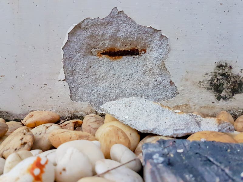 Broken Wall on the Floor with Decorate Stone Stock Image - Image of ...