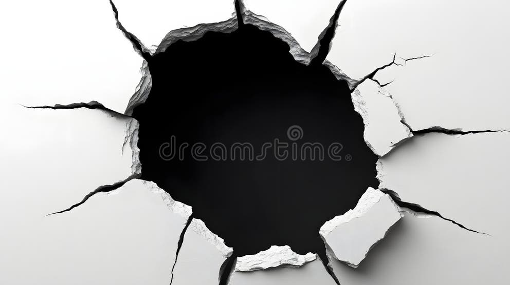 Broken Wall Hole with Black Void. Stock Illustration - Illustration of ...