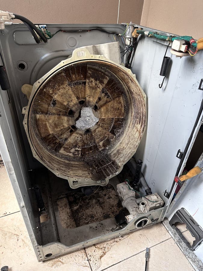 The Broken Washing Machine Can No Longer Be Used Stock Image - Image of ...