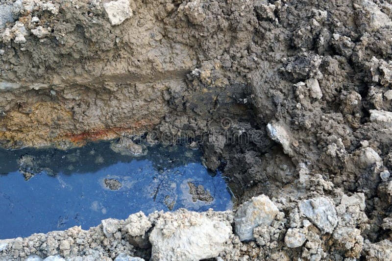A Broken Water Pipe on a Construction Site, Pollution and Environment ...