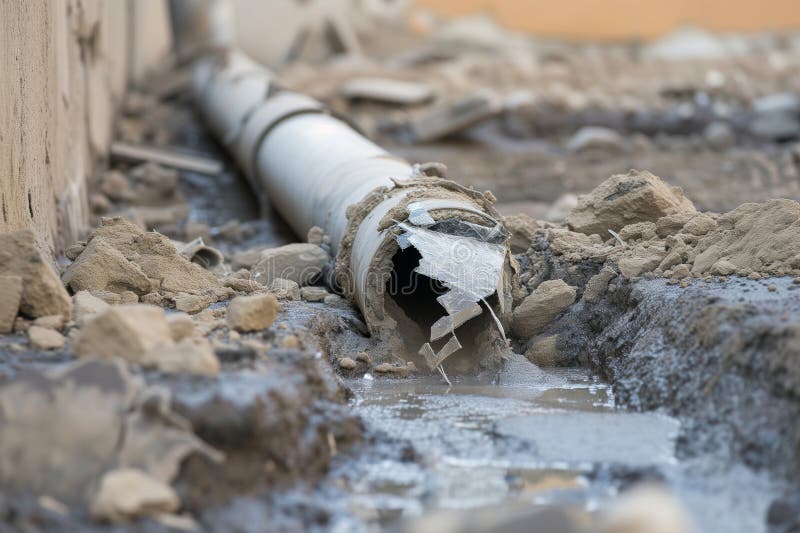Broken Water Pipe from Quake Damage Stock Photo - Image of structural ...