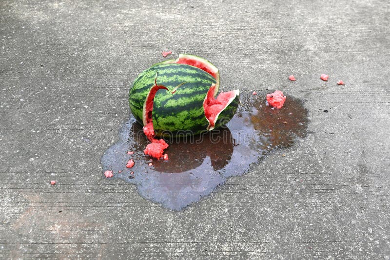 A Broken Watermelon on the Ground Stock Image - Image of healthy, loss ...