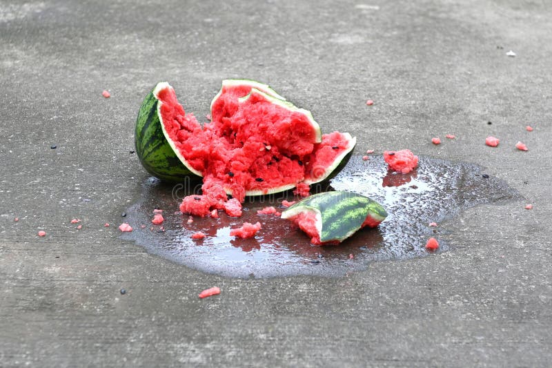 A Broken Watermelon on the Ground Stock Photo - Image of healthy, drink ...