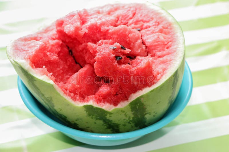 Watermelon Broken In Half Lying On The Ground Stock Photo - Image of ...