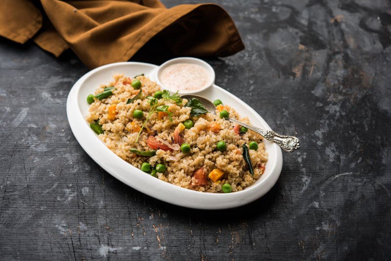 Daliya Upma or Broken Wheat Upma Stock Photo - Image of healthy ...