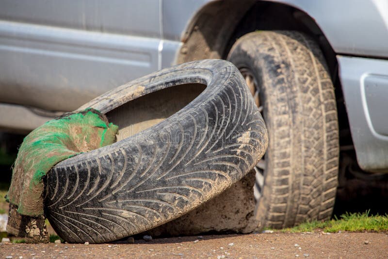 Broken Wheel from a Car in Nature Stock Image - Image of dirty, metal ...
