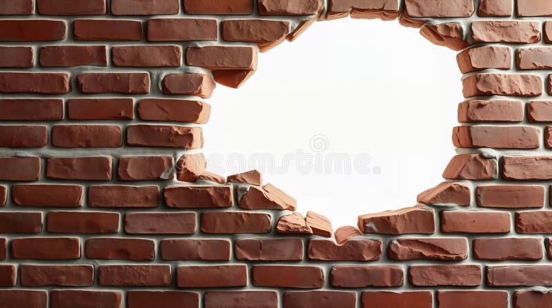 Broken White Brick Wall with Bright Light Shining through Hole ...