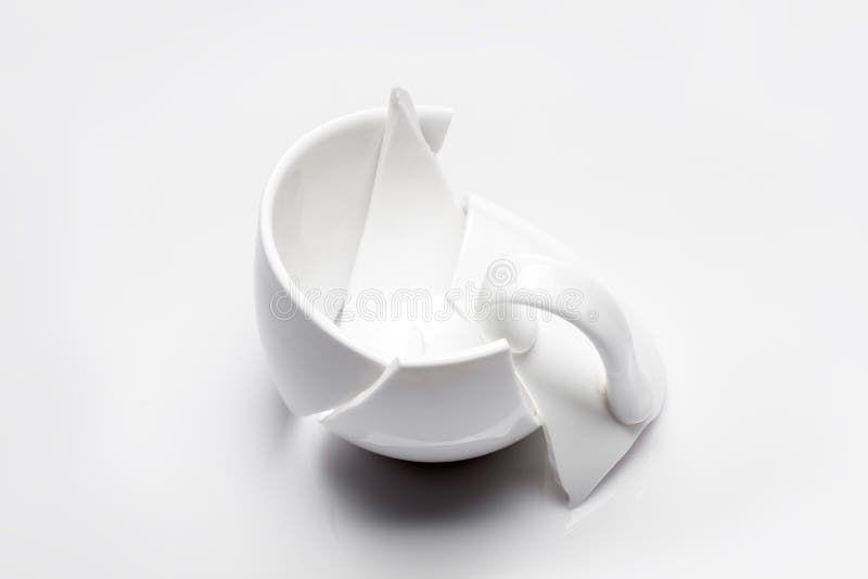 Broken White Ceramic Tea Cup on a White Background. Stock Photo - Image ...