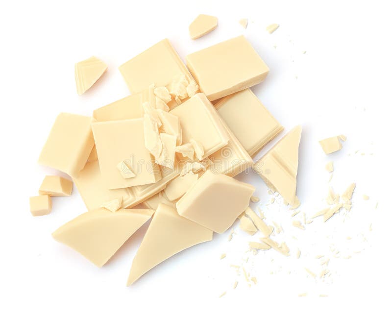 Broken White Chocolate Pieces Isolated on White Background. Cubes of ...