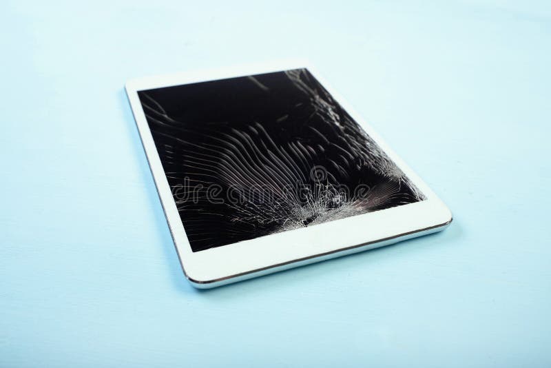 Broken white tablet stock photo. Image of electronic - 191230684