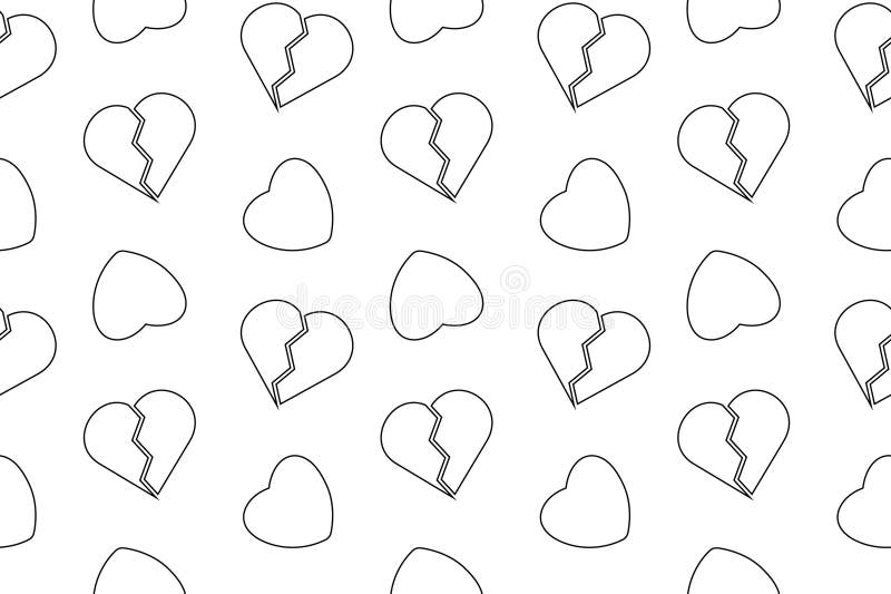 Broken and Whole Heart Pattern Coloring Template Stock Vector ...