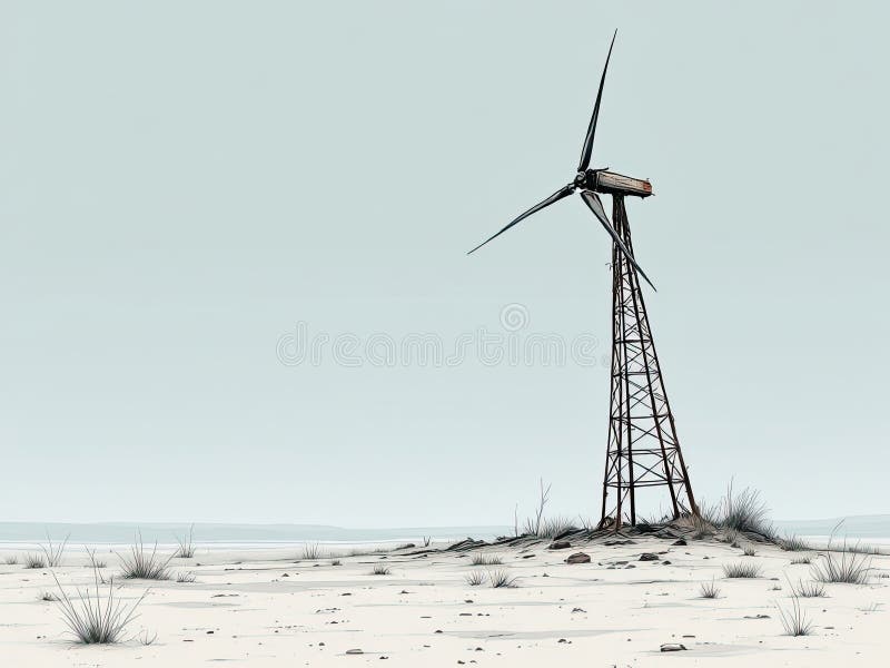 Broken Wind Turbine in a Desolate Landscape Representing Energy Crisis ...
