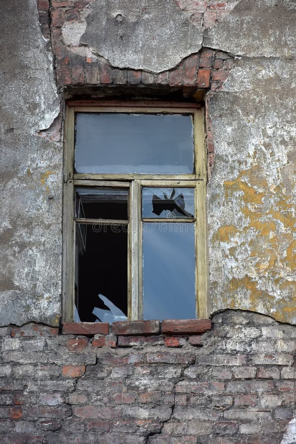 Broken Window in an Abandoned House Stock Image - Image of frame ...