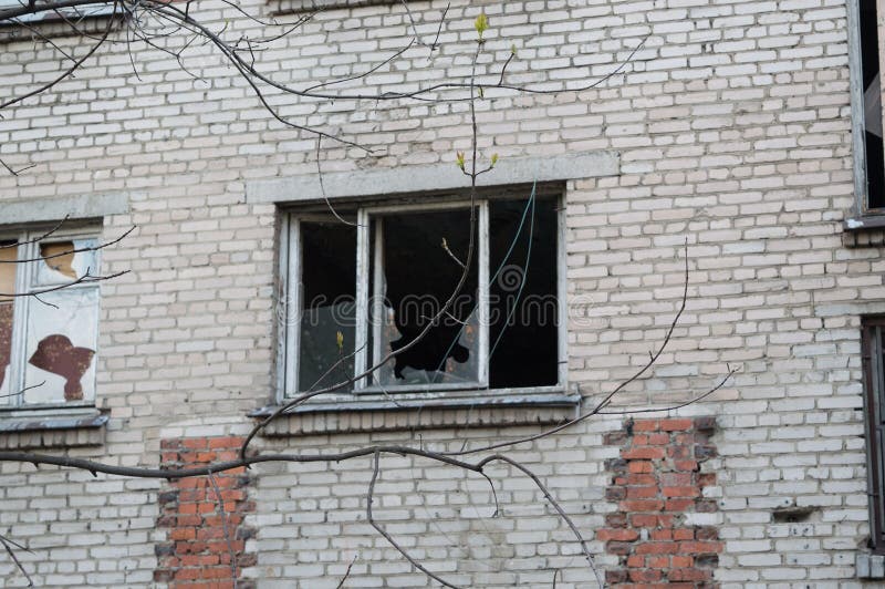 Broken Window of Abandoned House Stock Photo - Image of grunge, crisis ...