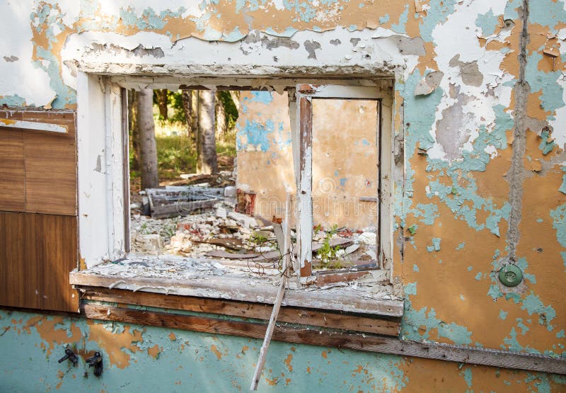 Broken Window in an Abandoned House Stock Image - Image of danger, dark ...