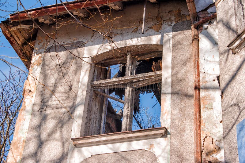 Broken Window in an Old Abandoned House Stock Photo - Image of color ...