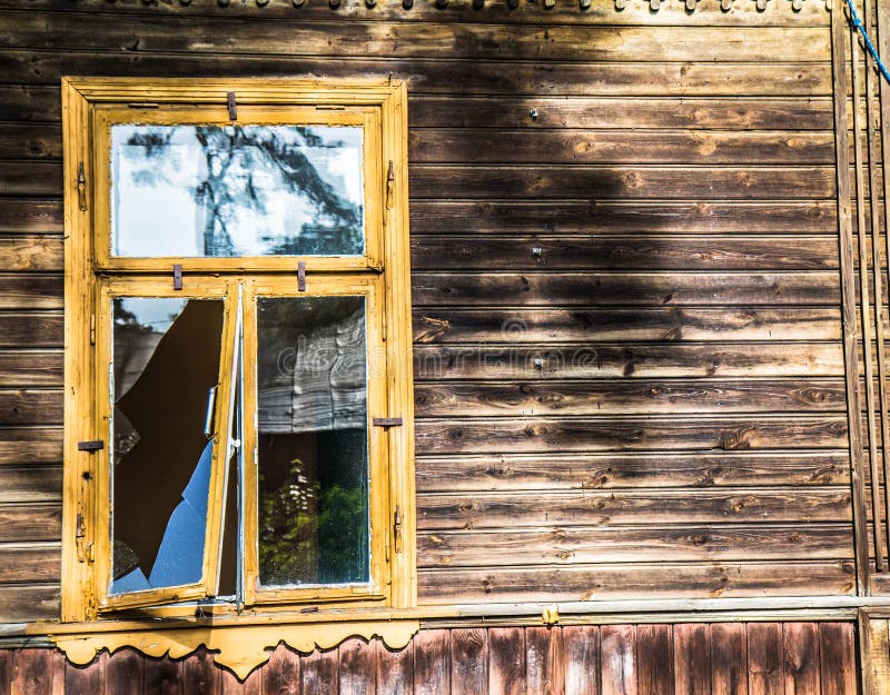Broken window stock image. Image of construction, detail - 152579413