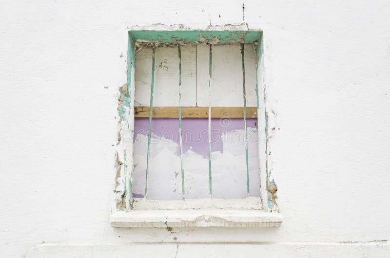 Broken window with bars stock photo. Image of decay, brickwork - 42365278