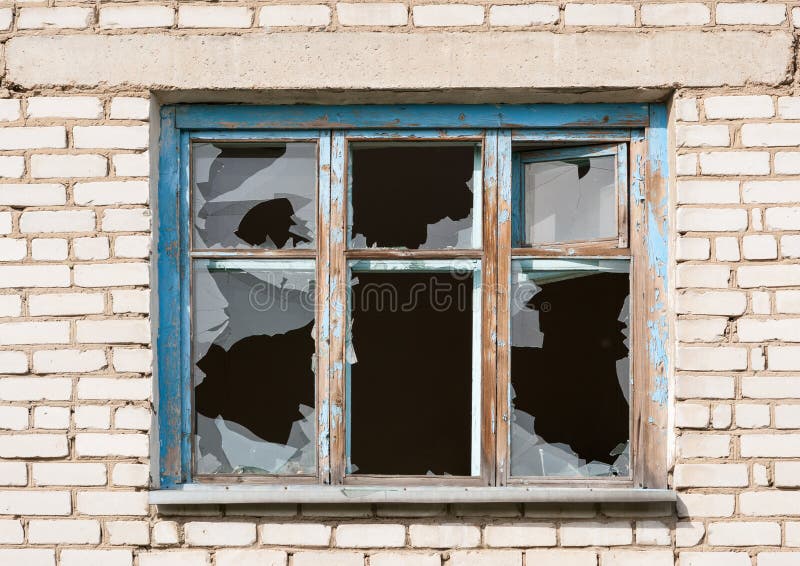 Broken Window in a Brick Building Stock Photo - Image of home, outdoor ... Broken Window in a Brick Building Stock Photo - Image of home, outdoor ...