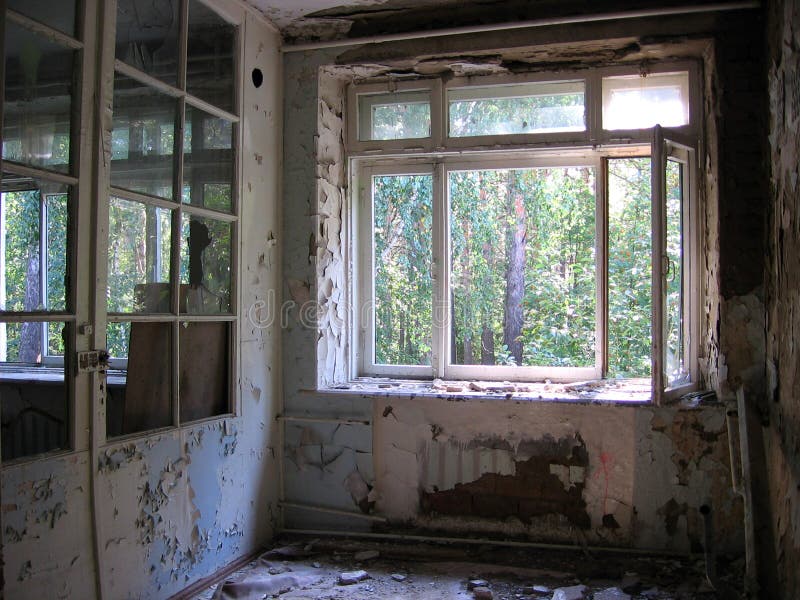 Broken Window Broken Frame in a Ruined House Stock Photo - Image of ...