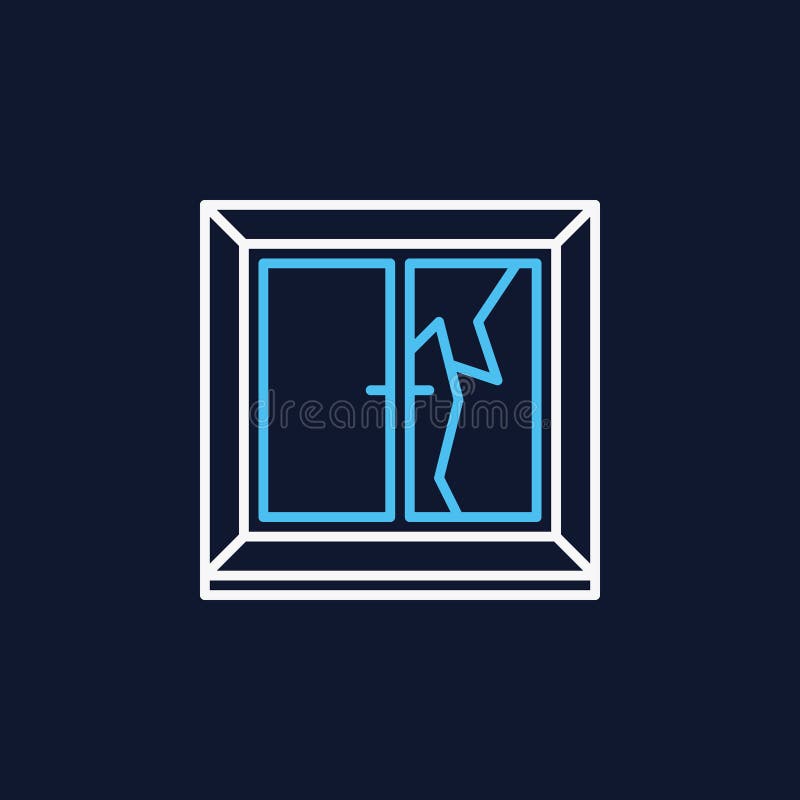 Broken Window Colored Icon - Vector Cracked Window Sign Stock Vector ...