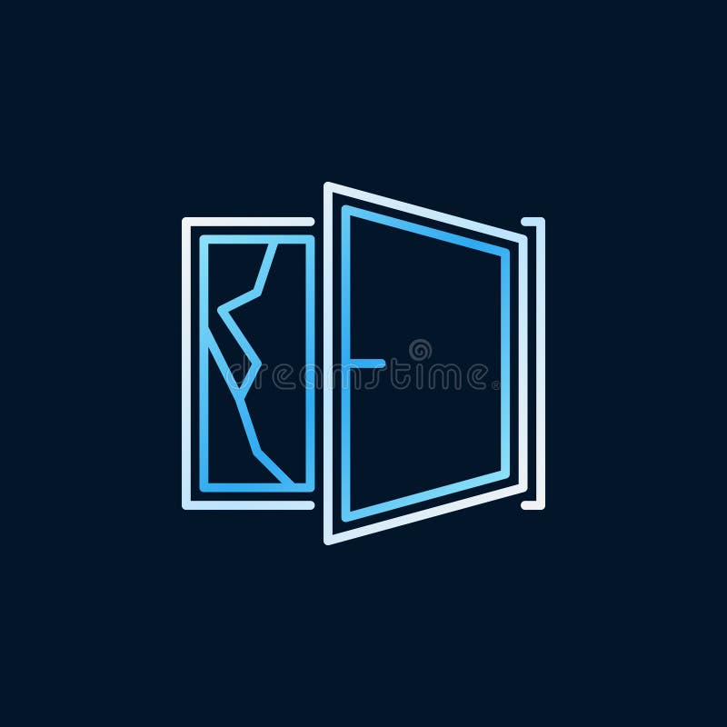 Broken Window Vector Simple Icon in Thin Line Style Stock Vector ...