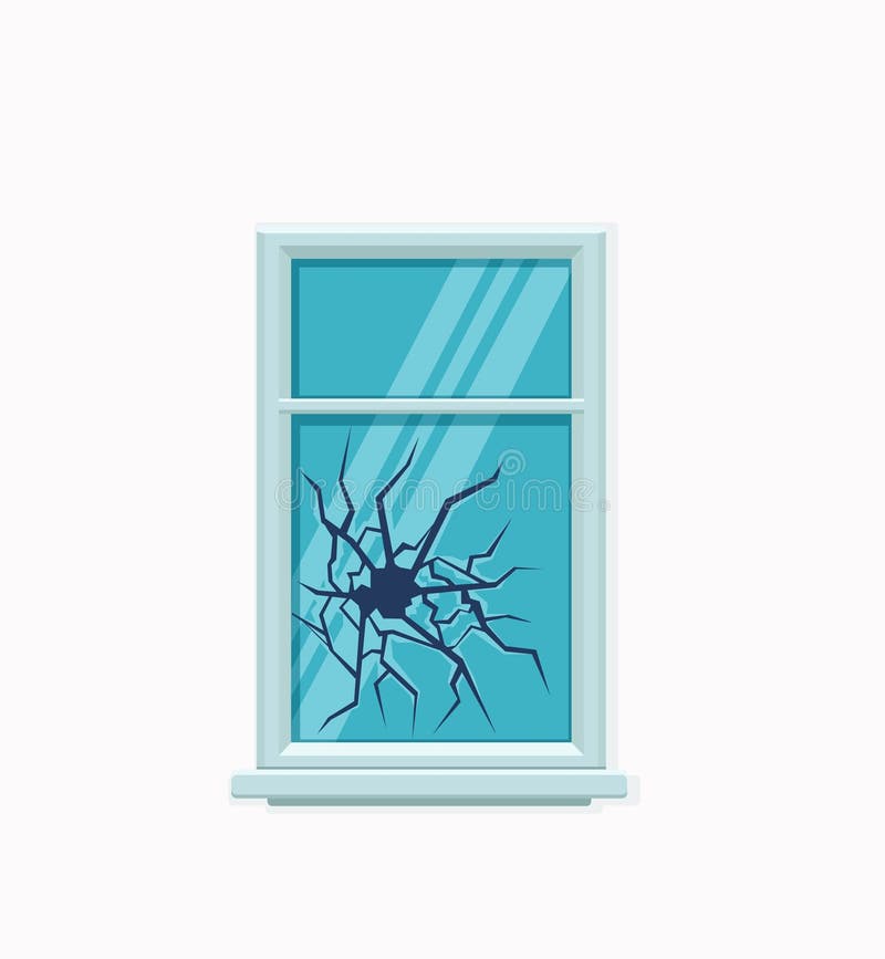 Window Broken with Cracked Glass Vector Illustration. Stock Vector ...