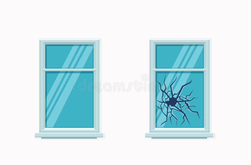 Broken window stock vector. Illustration of close, crash - 208789037