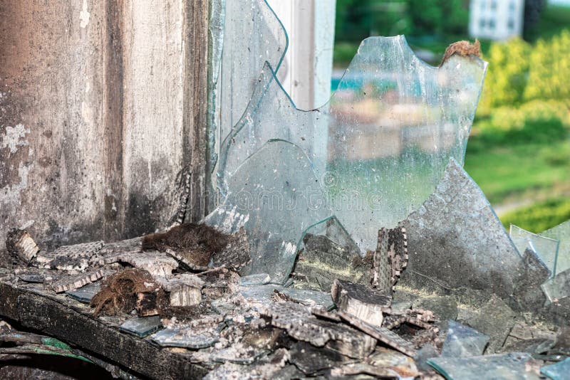 Broken Window after Explosion Stock Photo - Image of glass, shattered ...